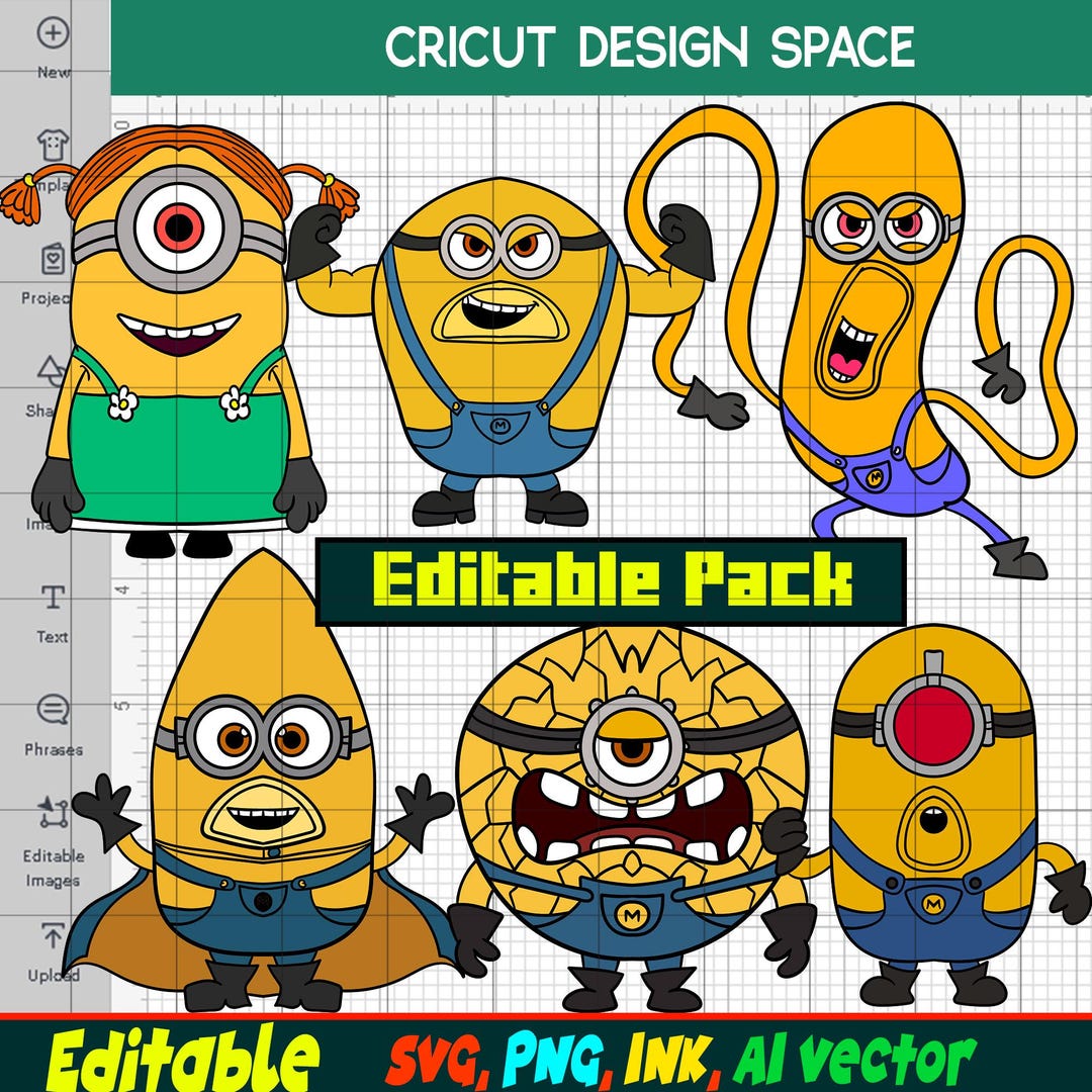 Editable Mega Minion Gus SVG, Minion Jerry PNG, Tim de Despicable Me 4 ...