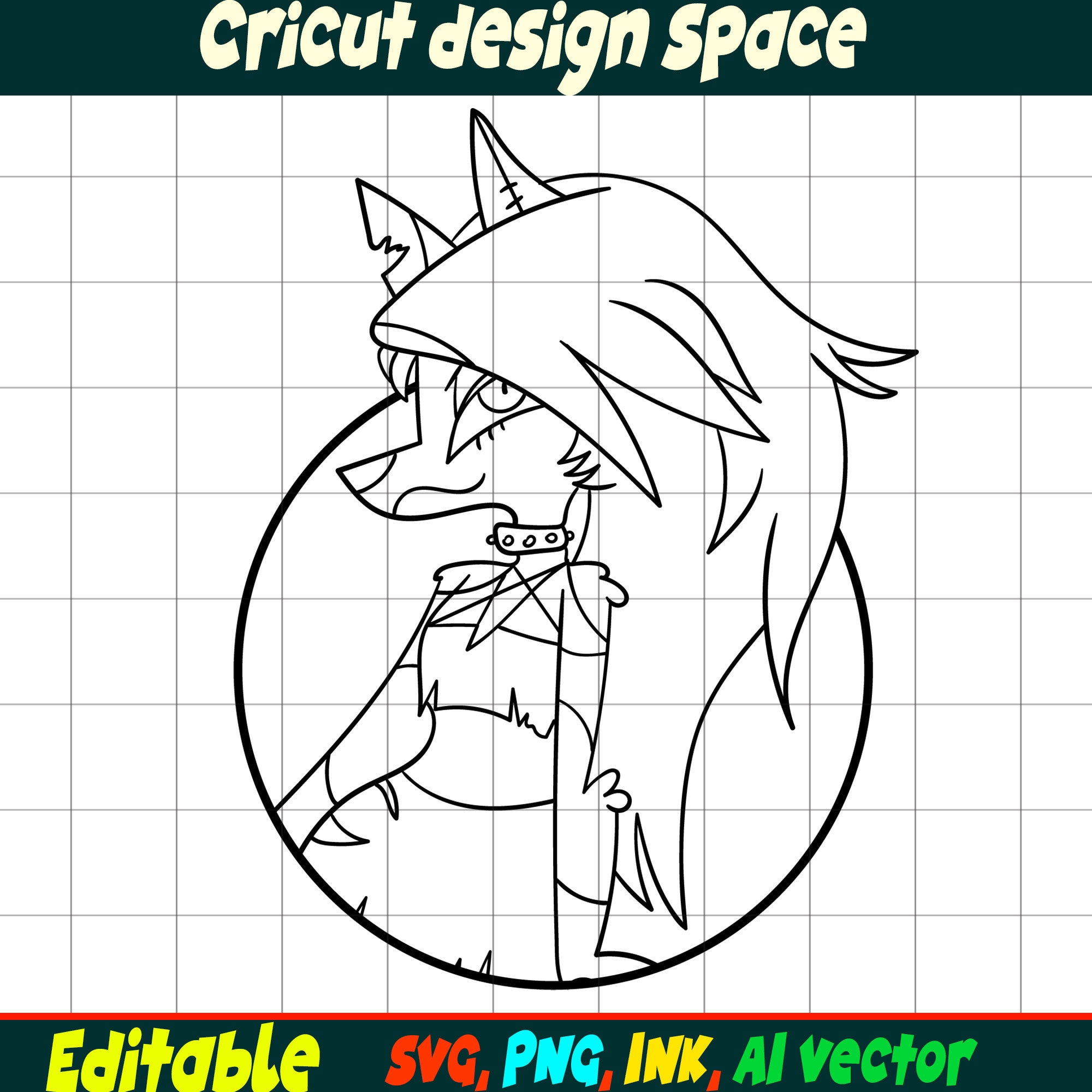 Editable Loona Hazbin Hotel SVG, Loona Head Sticker SVG,Png, Loona ...