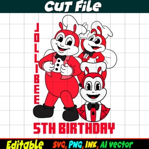 Editablhappy Birthday Jollibee SVG, Jollibee Sticker,jollibee PNG ...