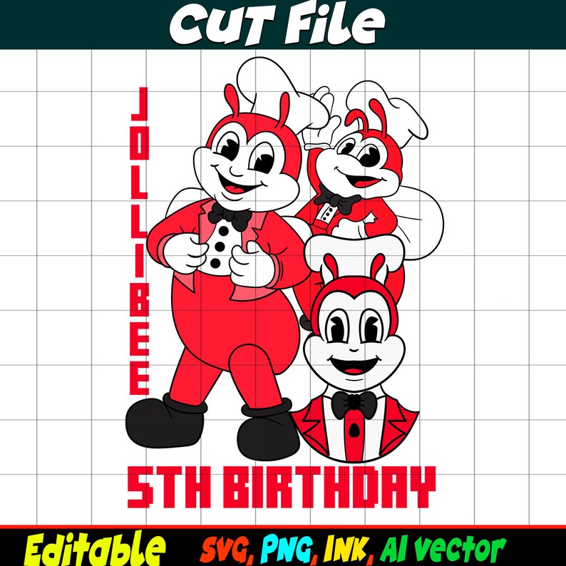 Editablhappy Birthday Jollibee SVG, Jollibee Sticker,jollibee PNG ...