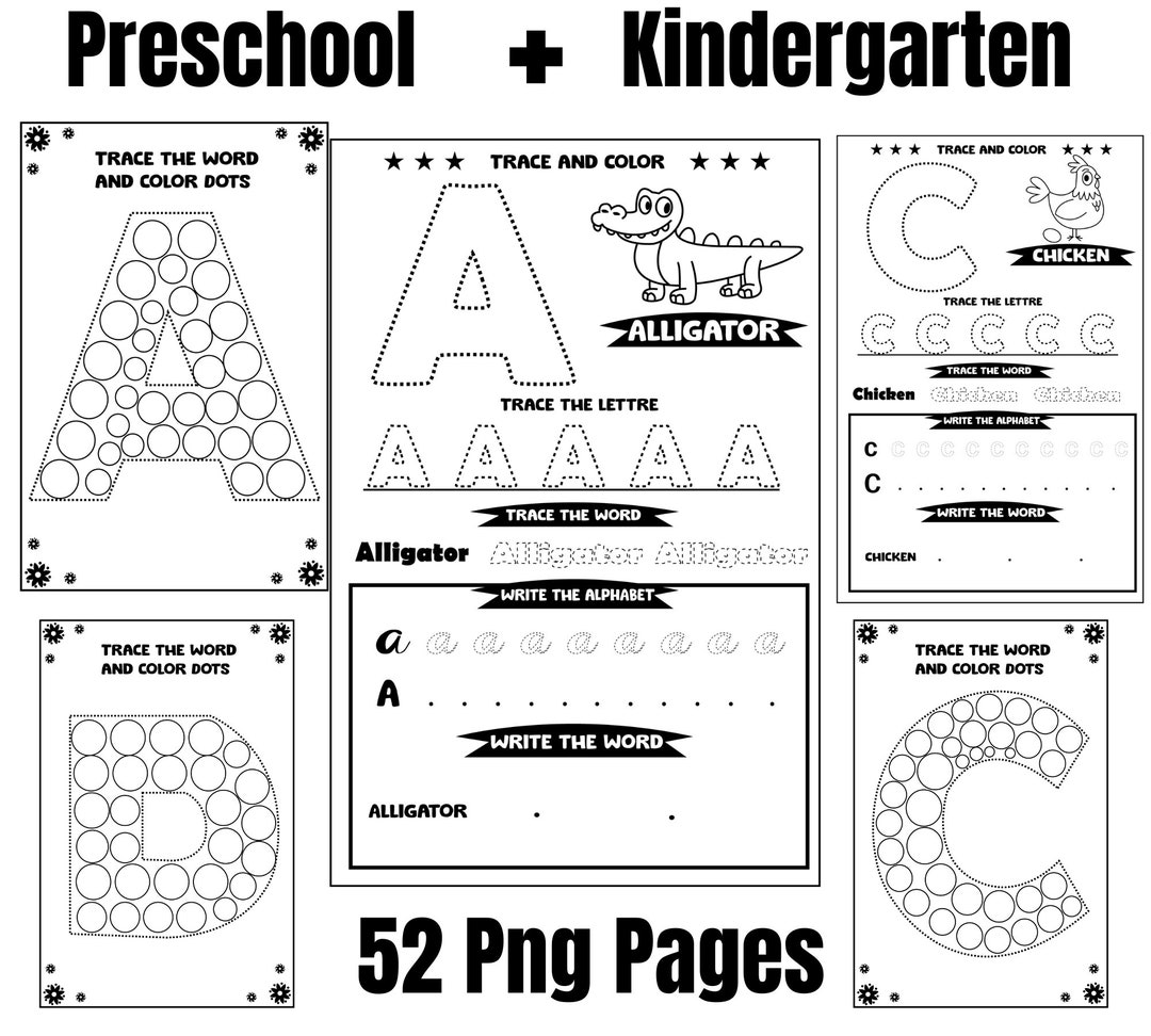 Preschool Pre-k Kindergarten Alphabet Learning Bundle 52 Pngs, 142 PDF ...