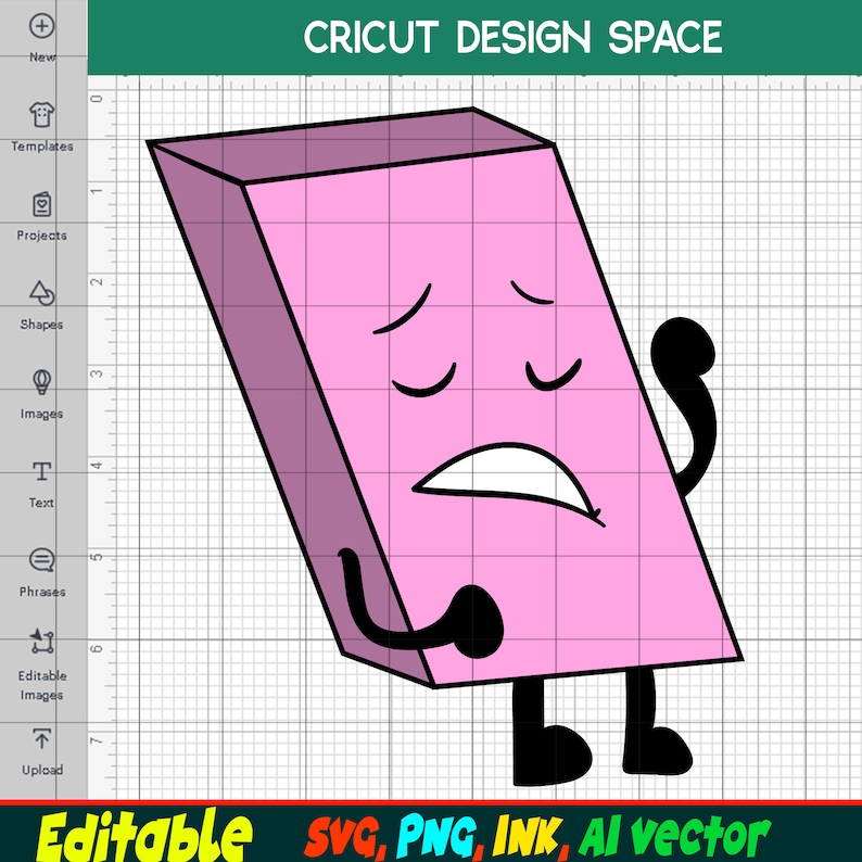 Editable Bfdi Eraser Svg,bfdi Eraser PNG, Bfdi Eraser Ink Coloring ...