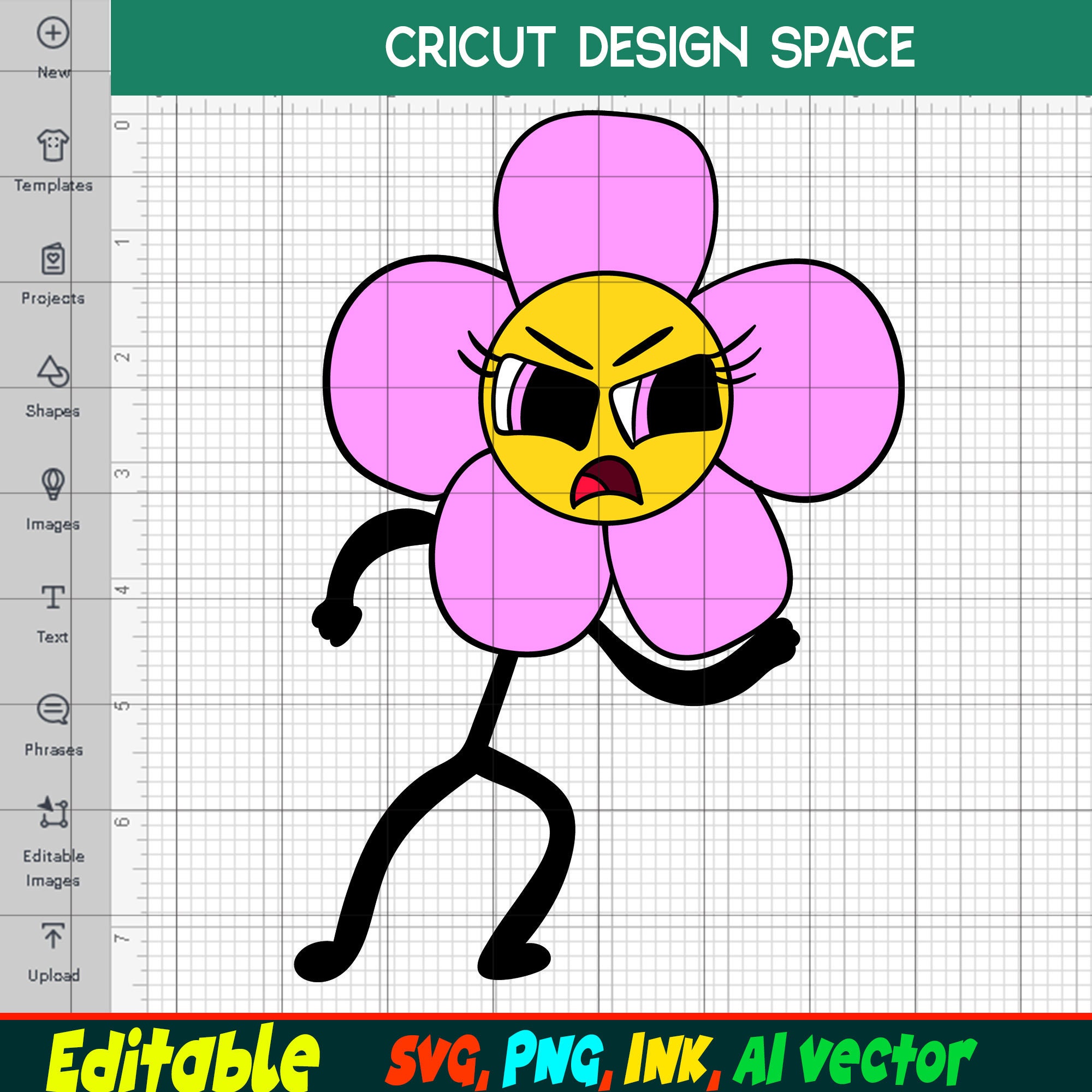 Editable Bfdi Flowers Svg,bfdi Flowers PNG, Bfdi Flowers Ink Coloring ...