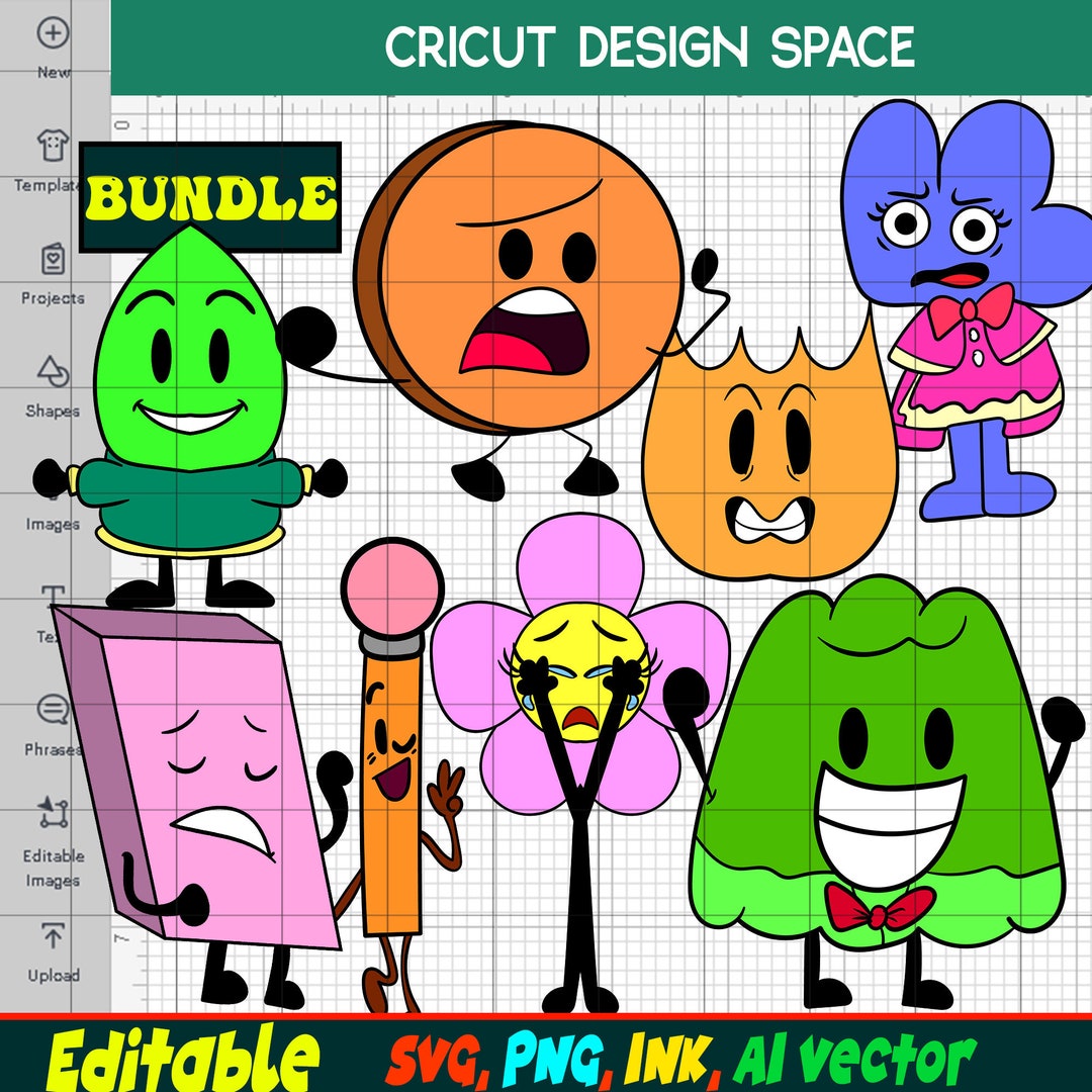 Editable Bfdi Match SVG, Eraser Png,out of the Blue,coiny,firey,flowers ...