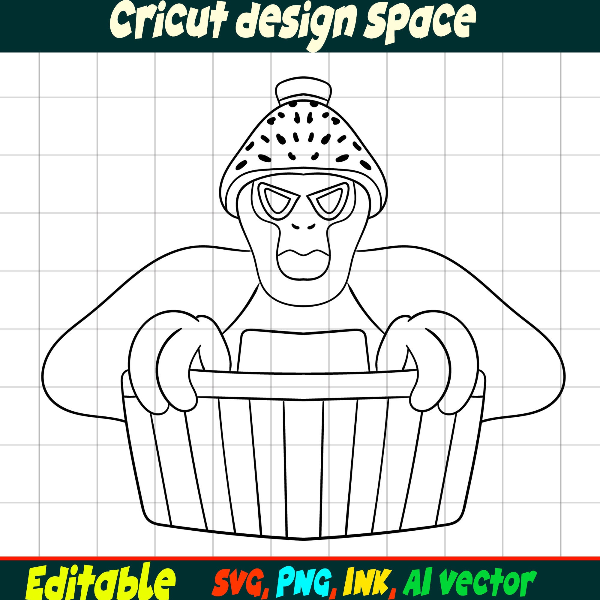 Editable Gorilla Tag SVG, Gorilla Tag PNG Coloring Pages, Gorilla Tag ...