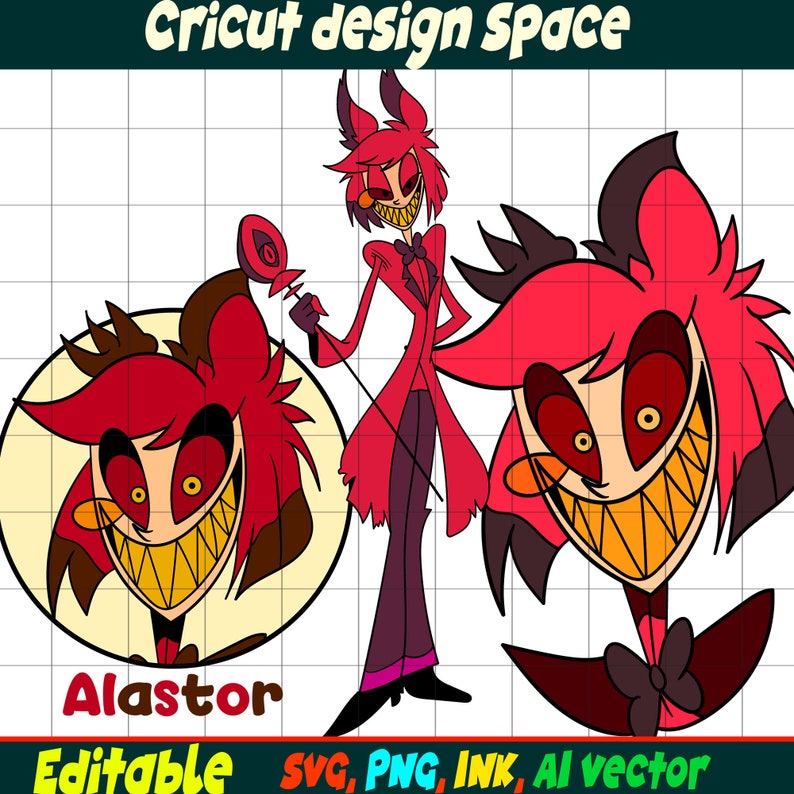 Editable Alastor Hazbin Hotel SVG, Alastor Hazbin Hotel Sticker Vector ...