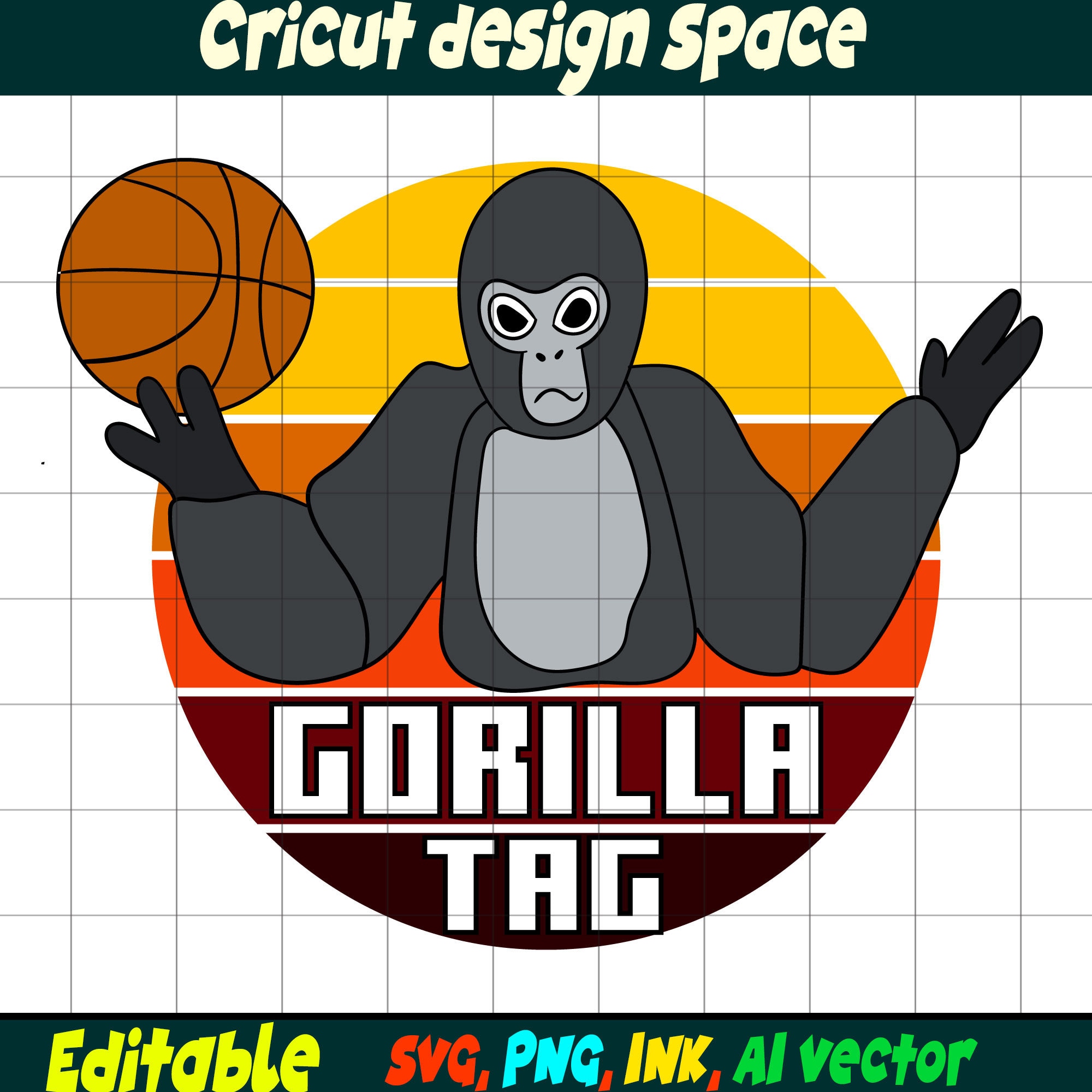 Editable Stickers Gorilla Tag SVG, Gorilla Tag PNG, Vinyl Sticker to ...