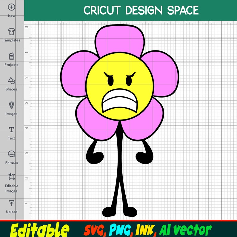 Editable Bfdi Match SVG, Eraser Png,out of the Blue,coiny,firey,flowers ...