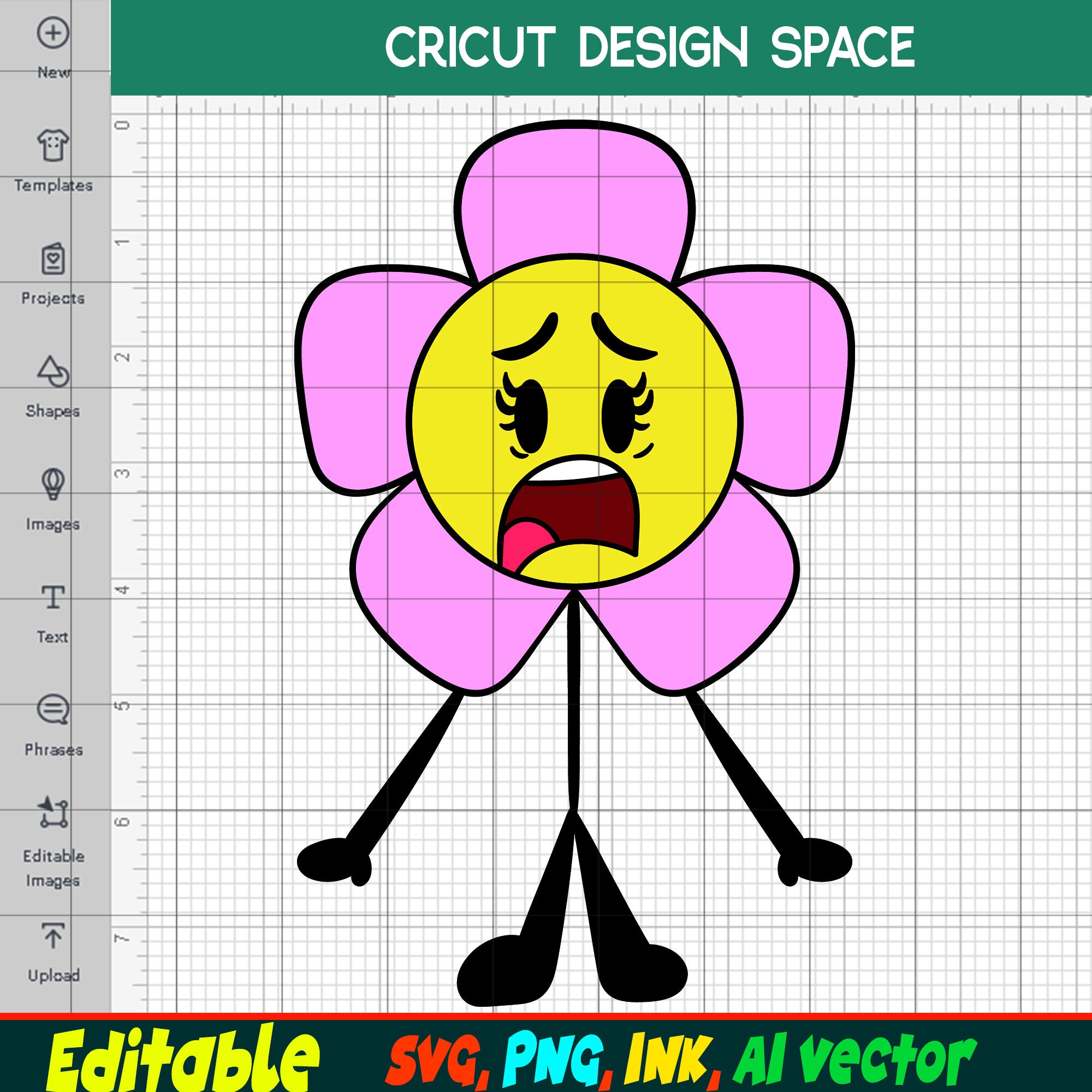 Editable Bfdi Flowers Svg,bfdi Flowers PNG, Bfdi Flowers Ink Coloring ...