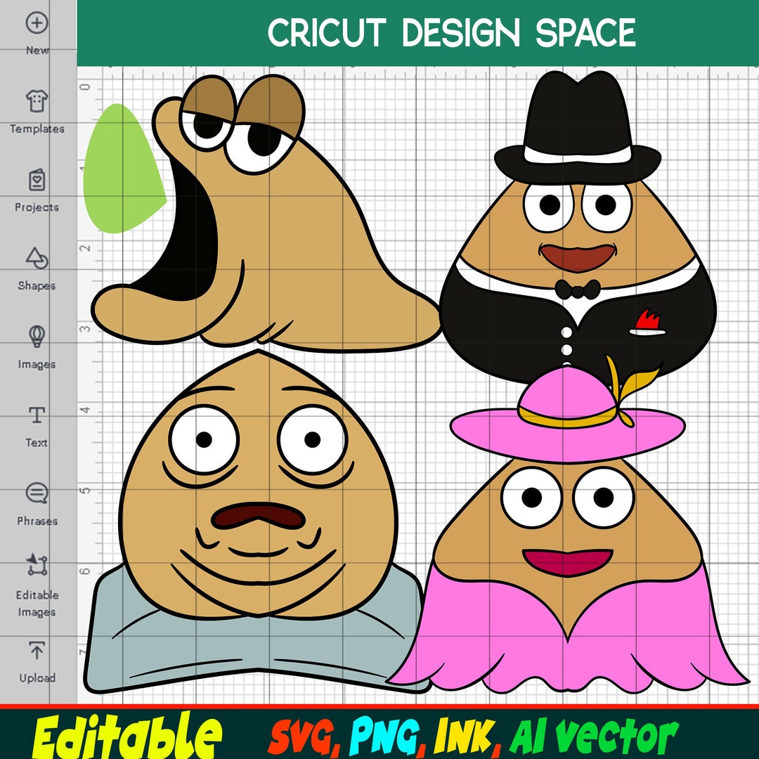 Bearbeitbare Pou SVG, Creepy Pou PNG, Vinylaufkleber zum Drucken, Pou ...
