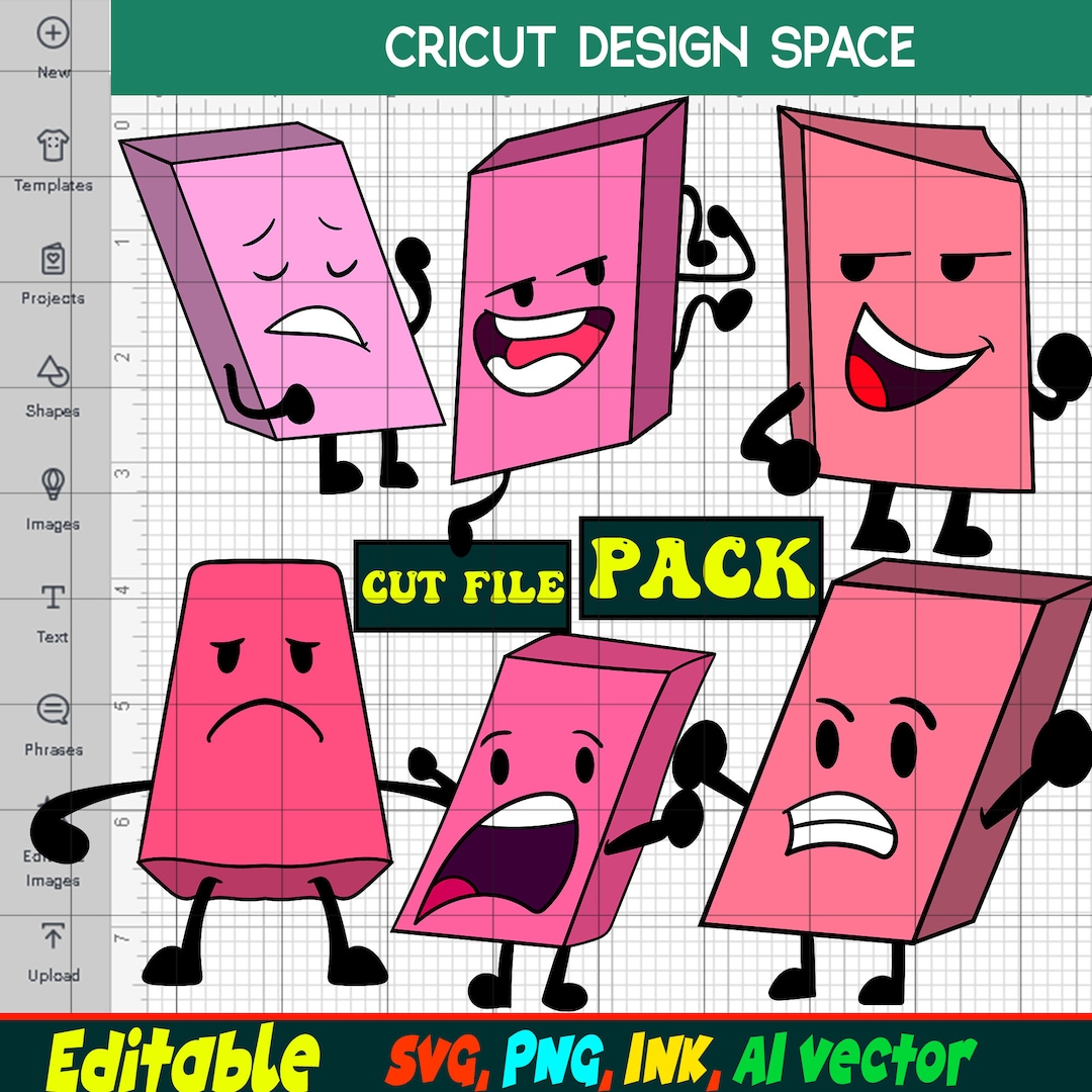 Editable Bfdi Eraser Svg,bfdi Eraser PNG, Bfdi Eraser Ink Coloring ...