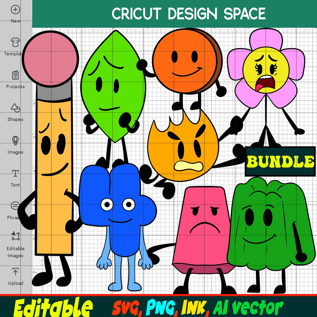 Editable Bfdi Match SVG, Eraser Png,out of the Blue,coiny,firey,flowers ...