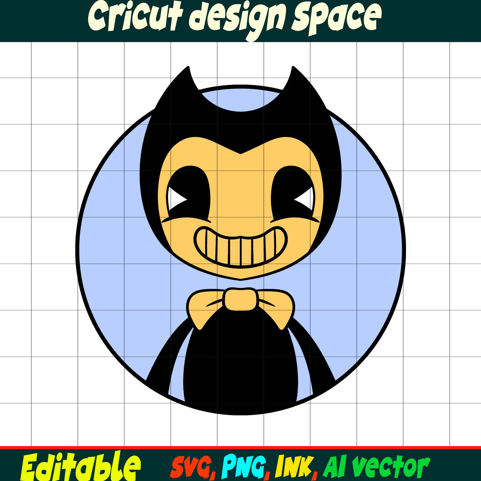 Editable Bendy SVG, Bendy Sticker PNG Printable, Bendy Coloring Pages ...