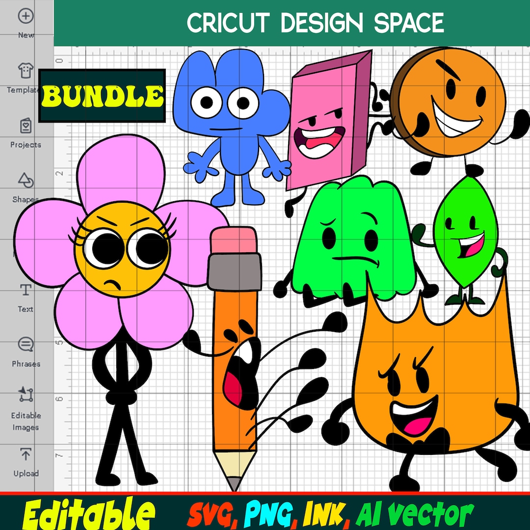 Editable Bfdi Match SVG, Eraser Png,out of the Blue,coiny,firey,flowers ...