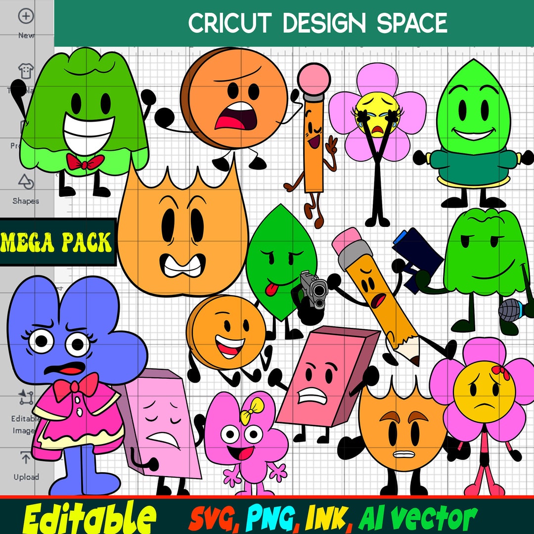 Mega Pack Bfdi Match SVG, Eraser Png,out of the Blue,coiny,firey ...