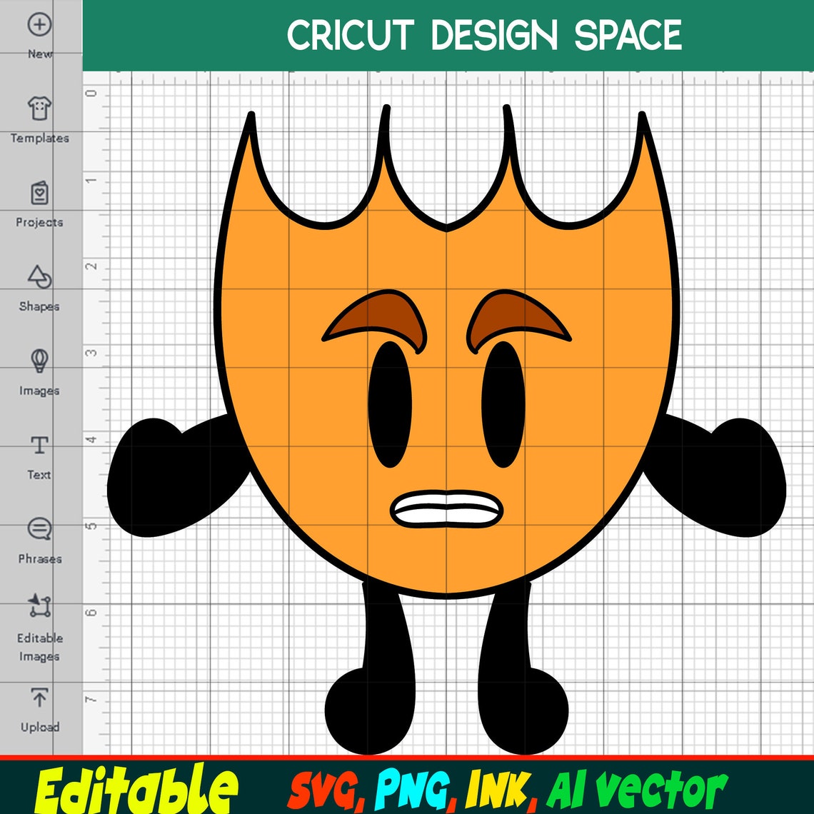 Editable Bfdi Firey Svg,bfdi Firey PNG, Bfdi Firey Ink Coloring Pages ...