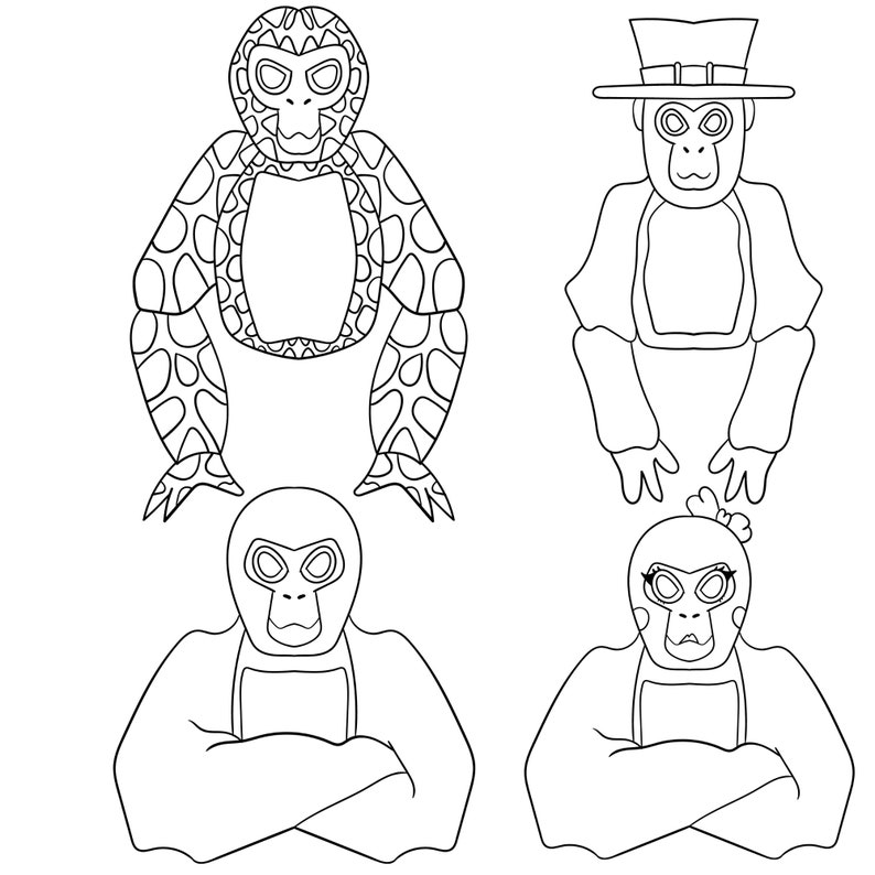 12 Ink Pages Gorilla Tag Printable Png Gorilla Tag Coloring Pages for ...