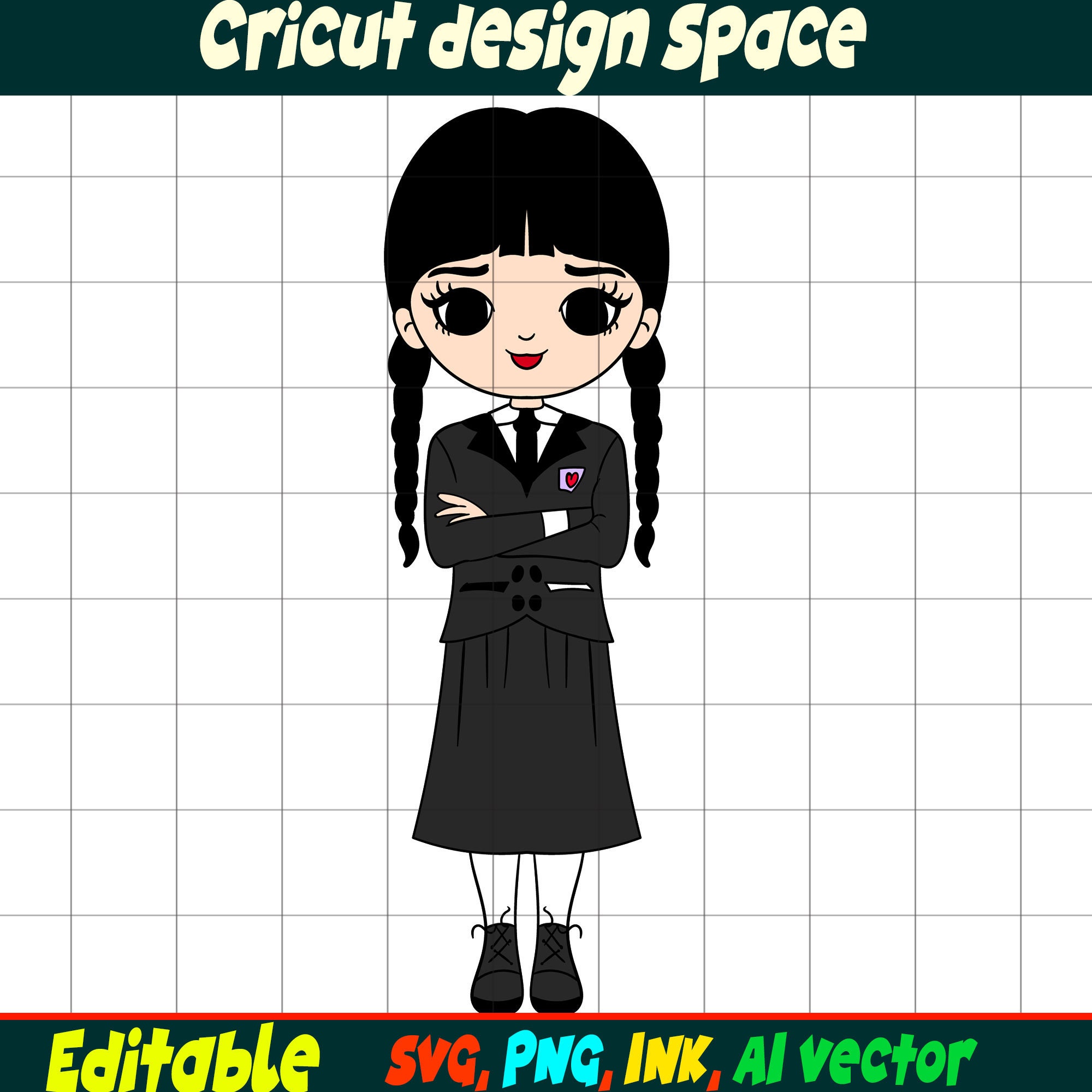Editable Pack Wednesday Merlina Addams SVG Wednesday Merlina Addams Png ...