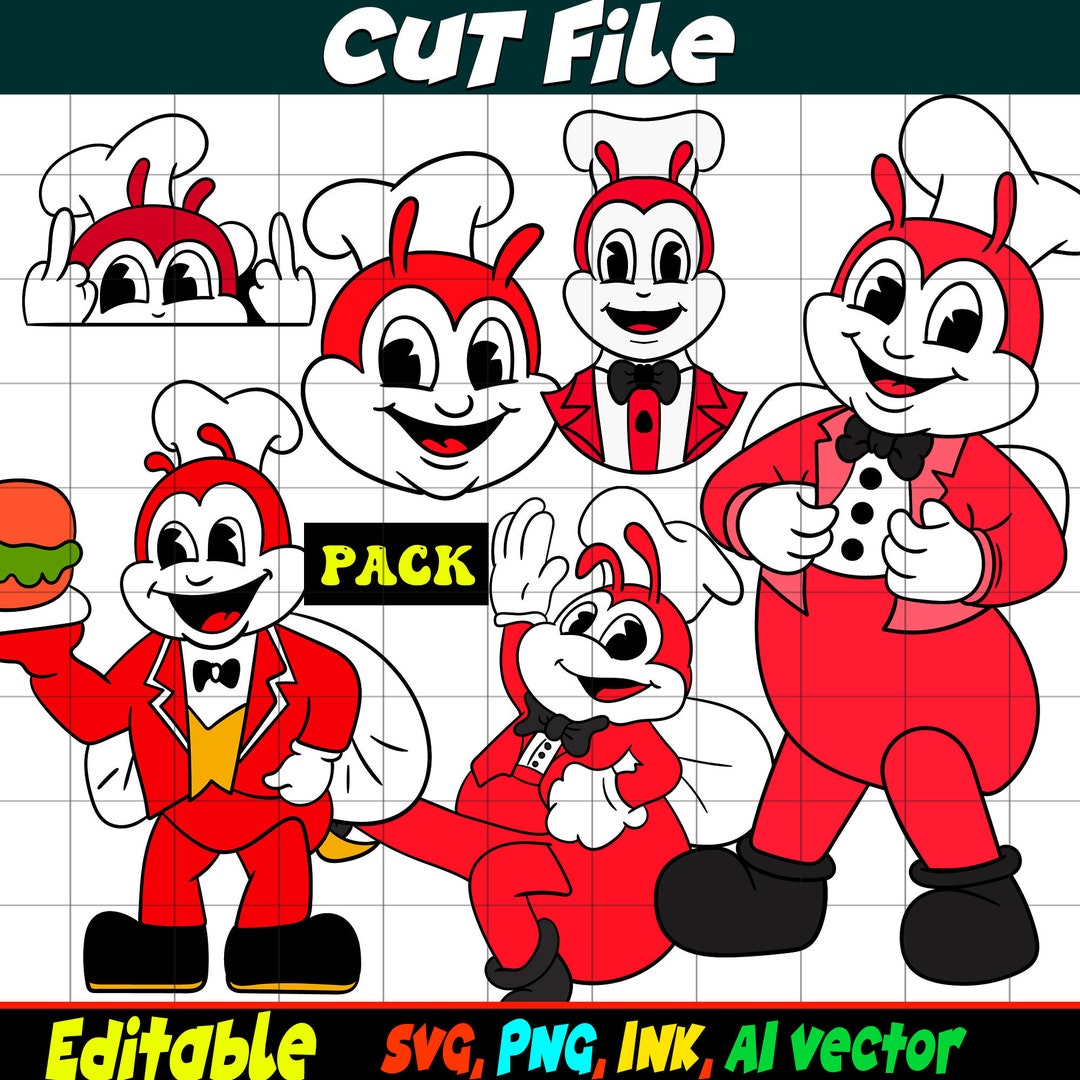 Editable Jollibee SVG, Jollibee Sticker, Jollibee PNG, Jollibee ...