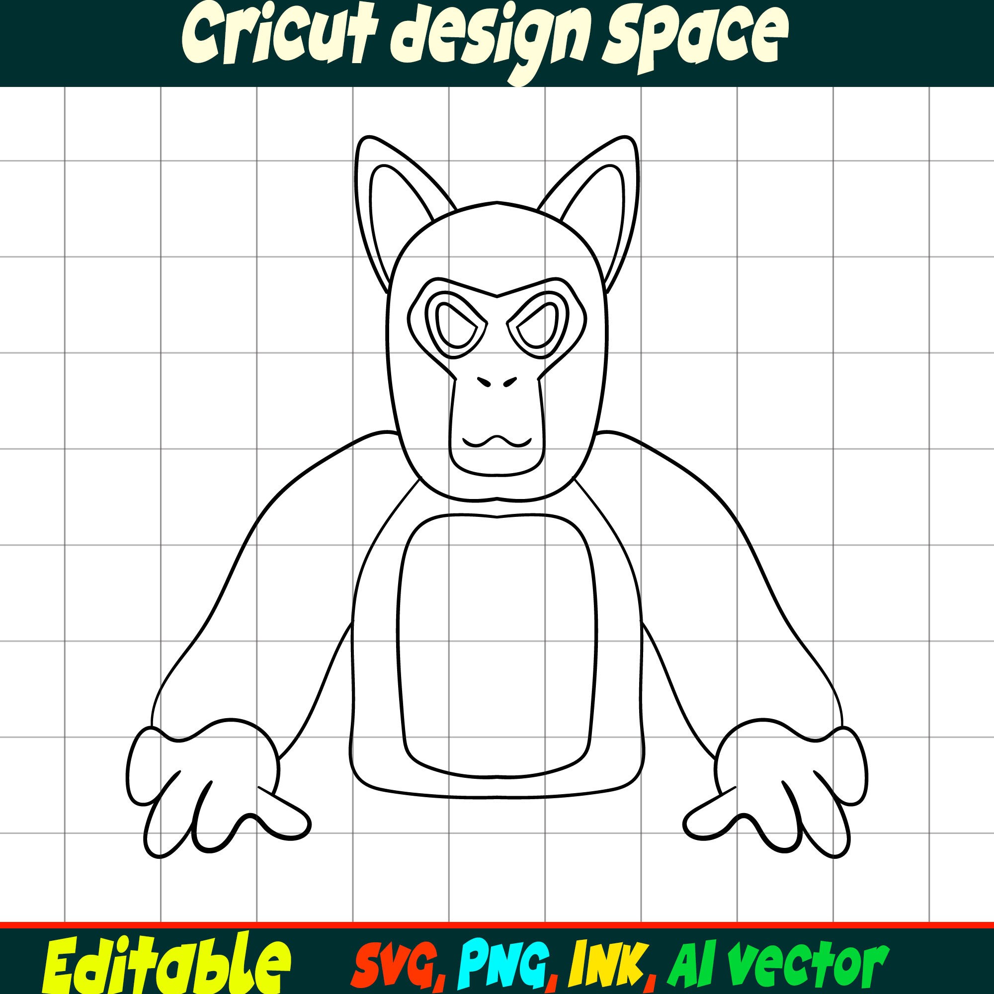 Editable Gorilla Tag SVG, Gorilla Tag PNG Coloring Pages, Gorilla Tag ...