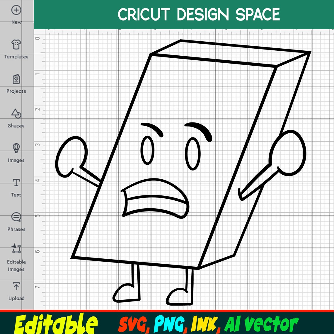 Editable Bfdi Eraser Svg,bfdi Eraser PNG, Bfdi Eraser Ink Coloring ...