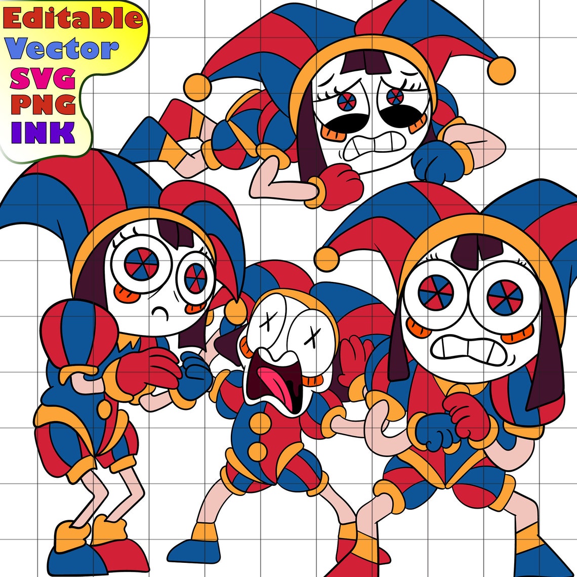 Editable Pomni SVG, Scary Pomni, Pomni From the Amazing Digital Circus ...