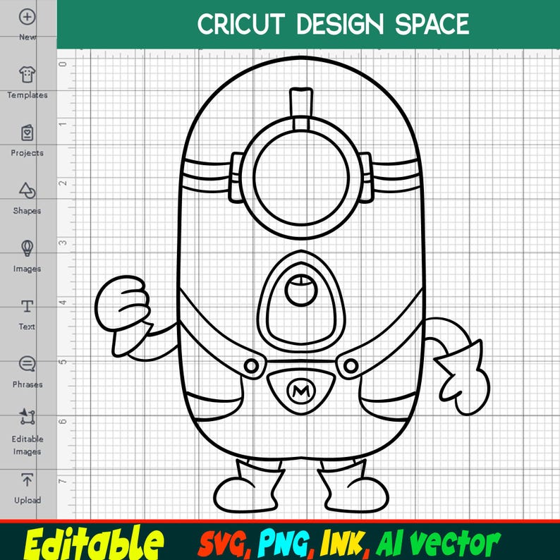 Editable Stickers Mega Minion Dave SVG, Minion Dave PNG, Vinyl Sticker ...