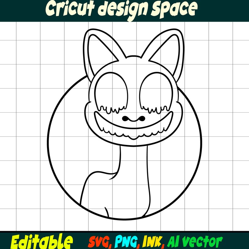 Editable SVG Smile Cat de Zoonomaly SVG, Smile Cat Sticker Zoonomaly ...