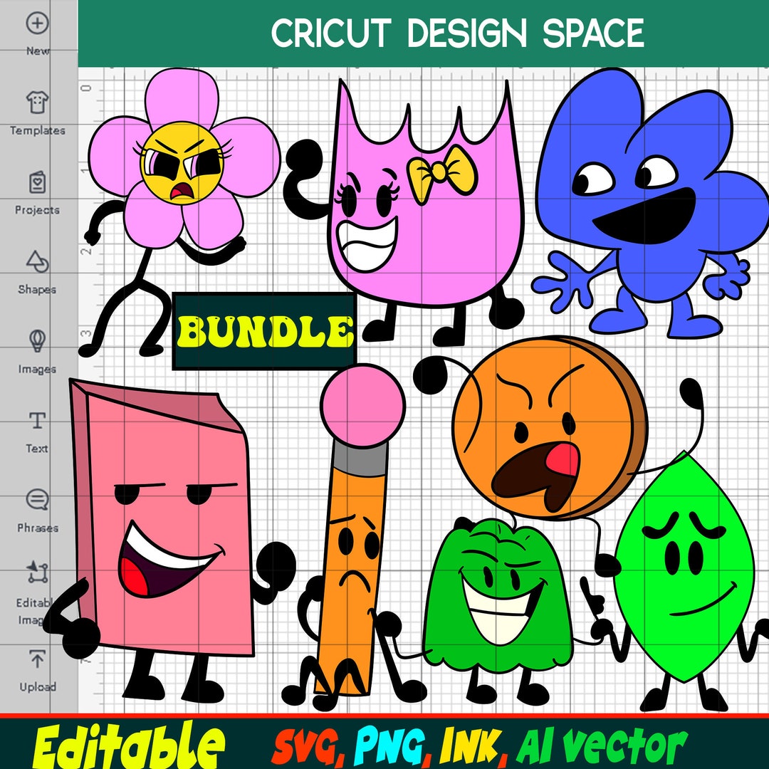 Editable Bfdi Match SVG, Eraser Png,out of the Blue,coiny,firey,flowers ...