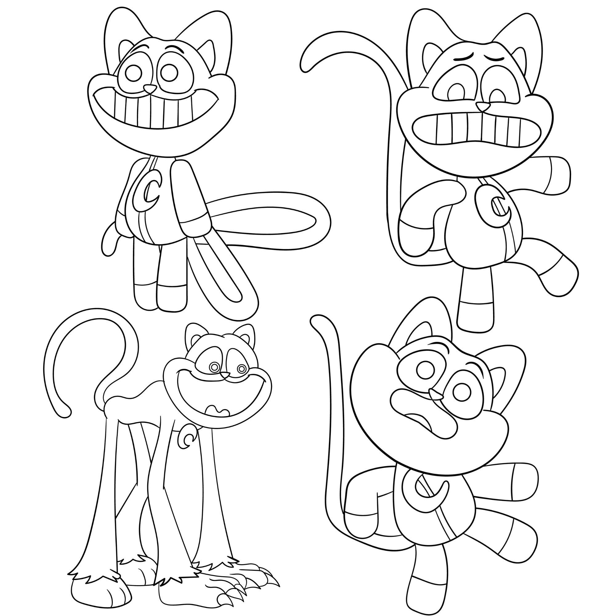 12 Ink Pages Catnap Printable Png Smilling Critters Coloring Pages for ...