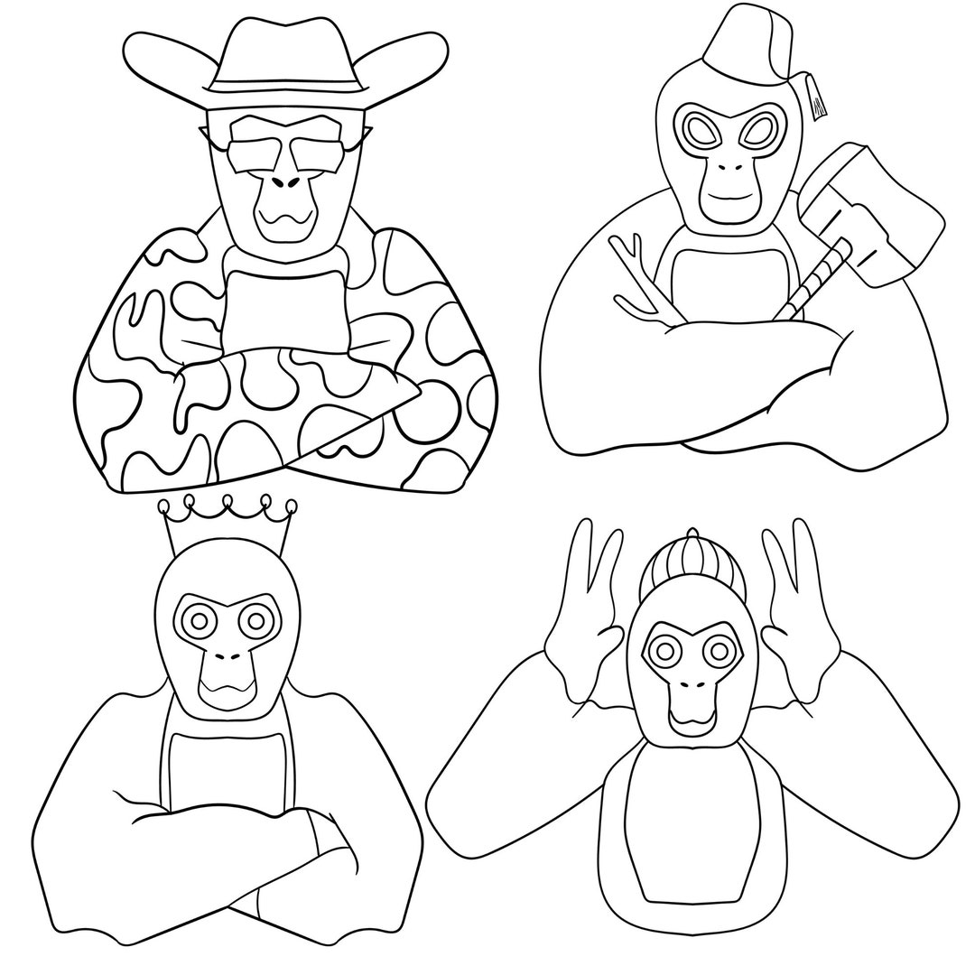 12 Ink Pages Gorilla Tag Printable Png Gorilla Tag Coloring Pages for ...