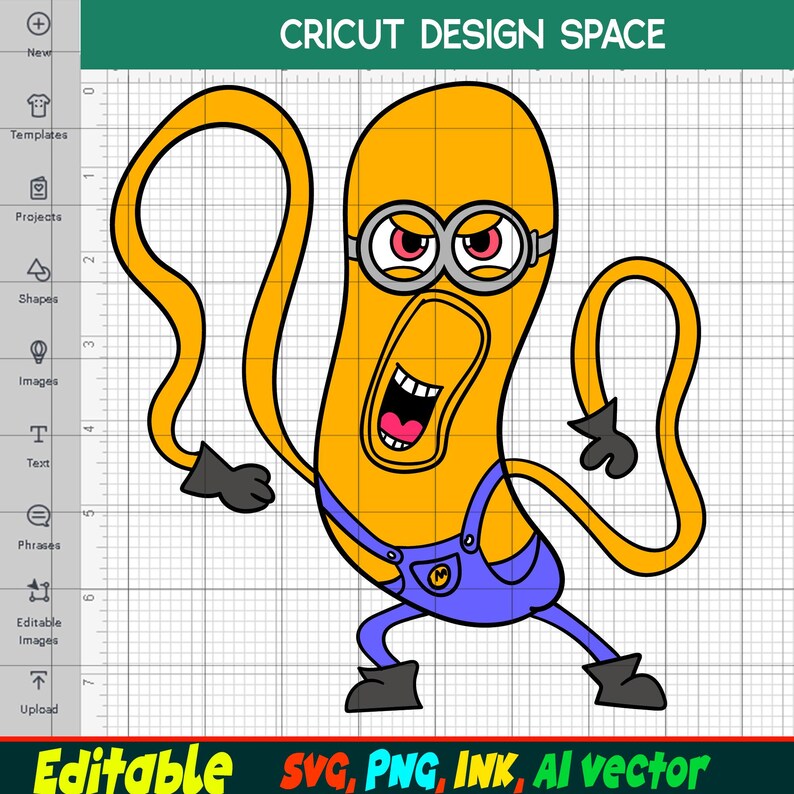 Editable Stickers Mega Minion Dave SVG, Minion Dave PNG, Vinyl Sticker ...