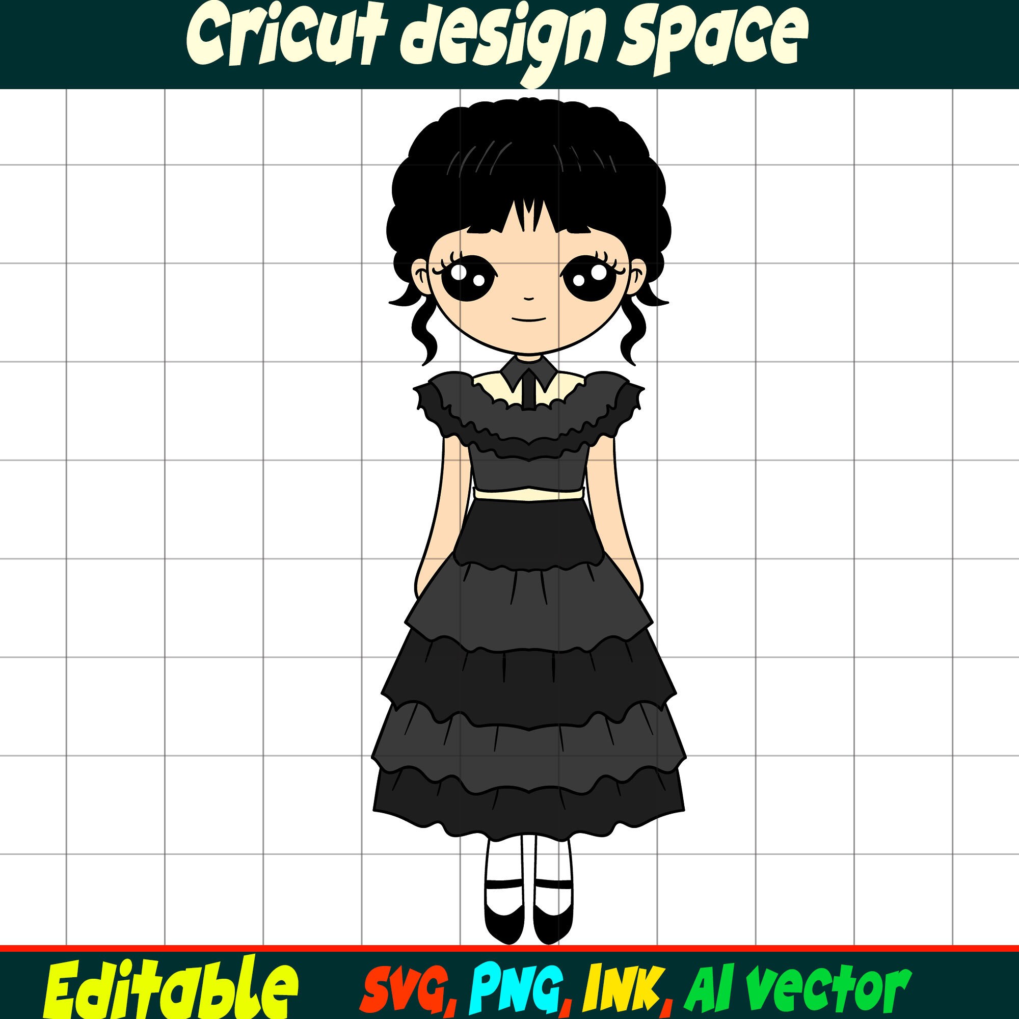 Editable Pack Wednesday Merlina Addams SVG Wednesday Merlina Addams Png ...