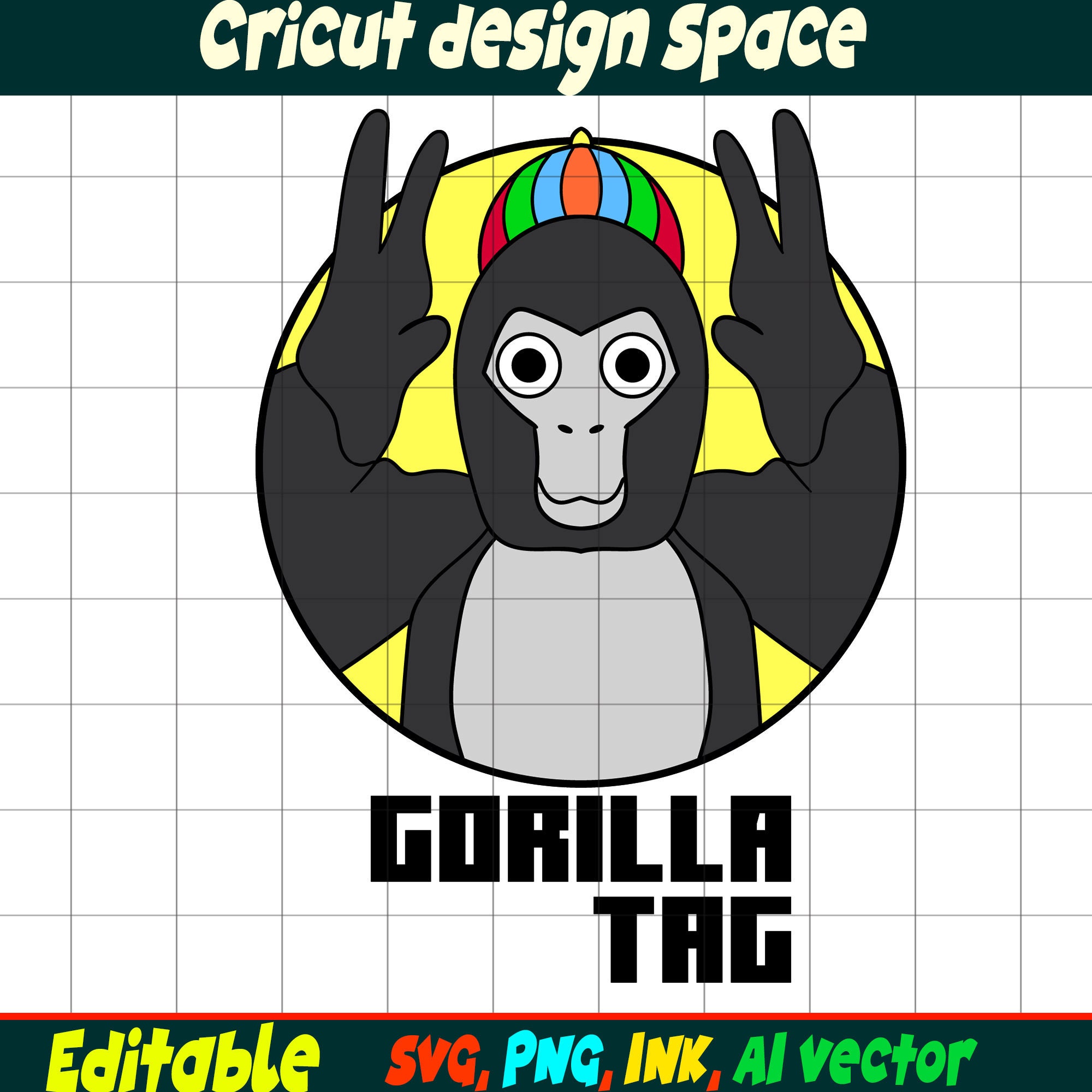 Editable Stickers Gorilla Tag SVG, Gorilla Tag Png,vinyl Sticker to ...