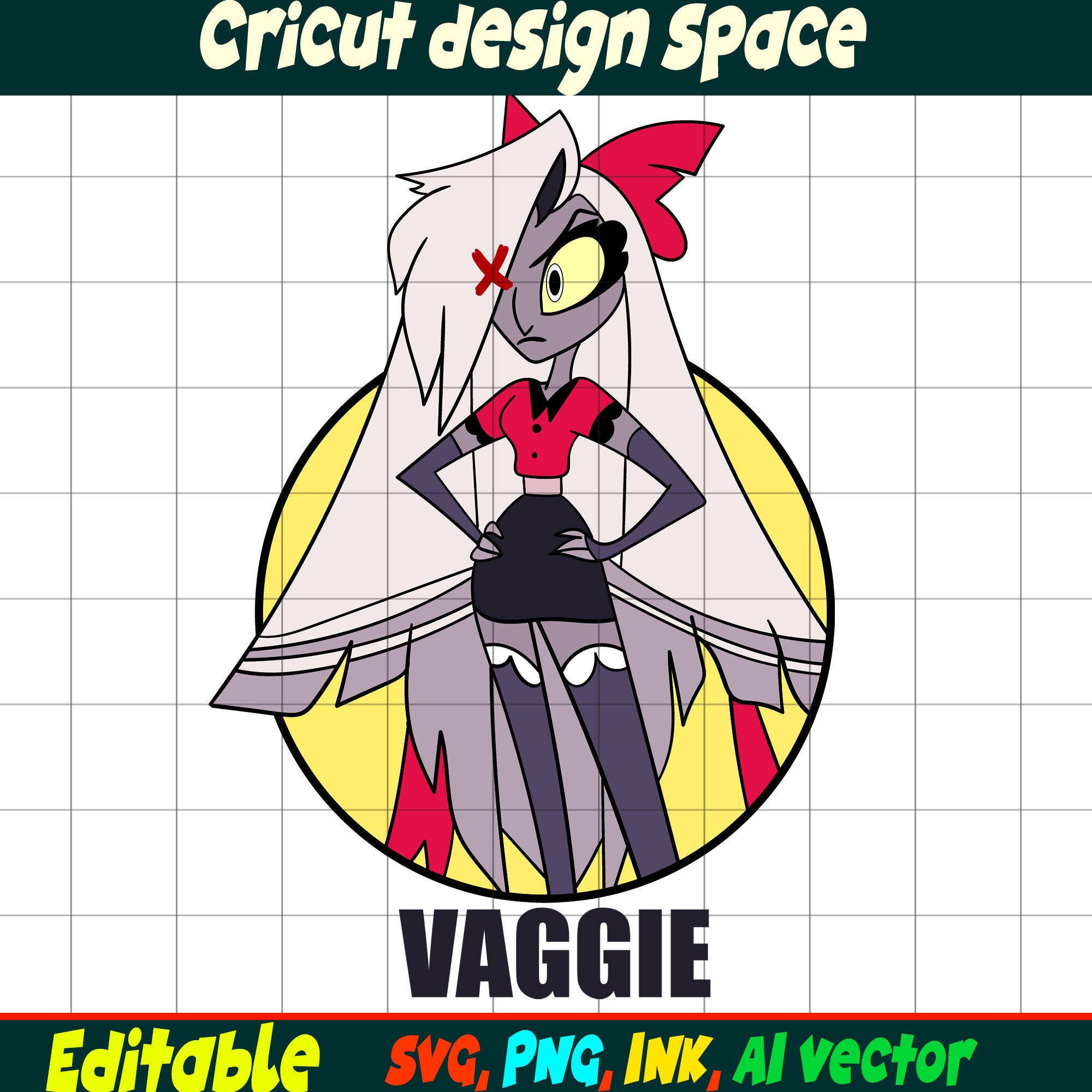 Editable Vaggie Hazbin Hotel SVG, Vaggie Head Sticker Svg,vaggie ...
