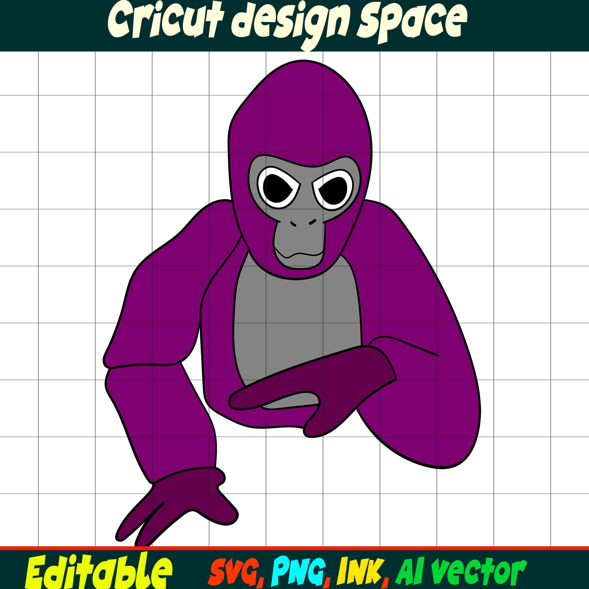 Editable Gorilla Tag SVG, Gorilla Tag PNG Coloring Pages, Gorilla Tag ...