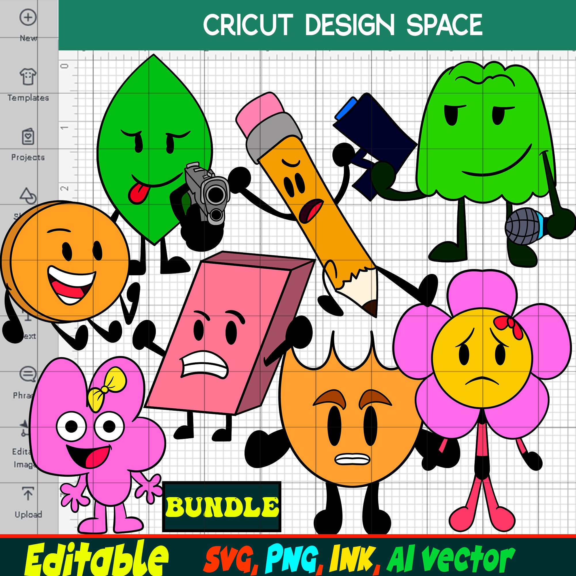 Bfdi editable Match SVG, Borrador PNG, Out Of The Blue, Coiny, Firey ...