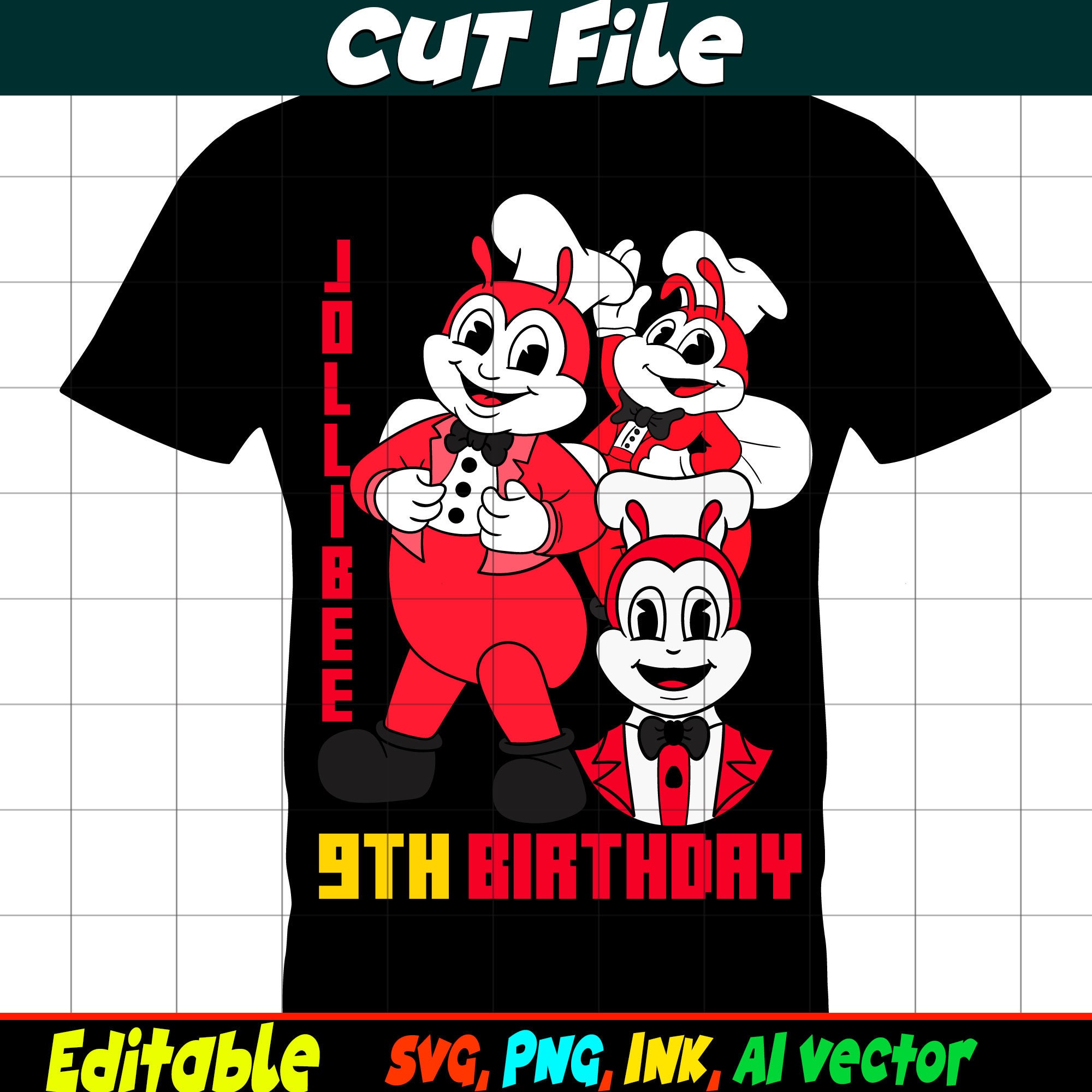 Editablhappy Birthday Jollibee SVG, Jollibee Sticker,jollibee PNG ...