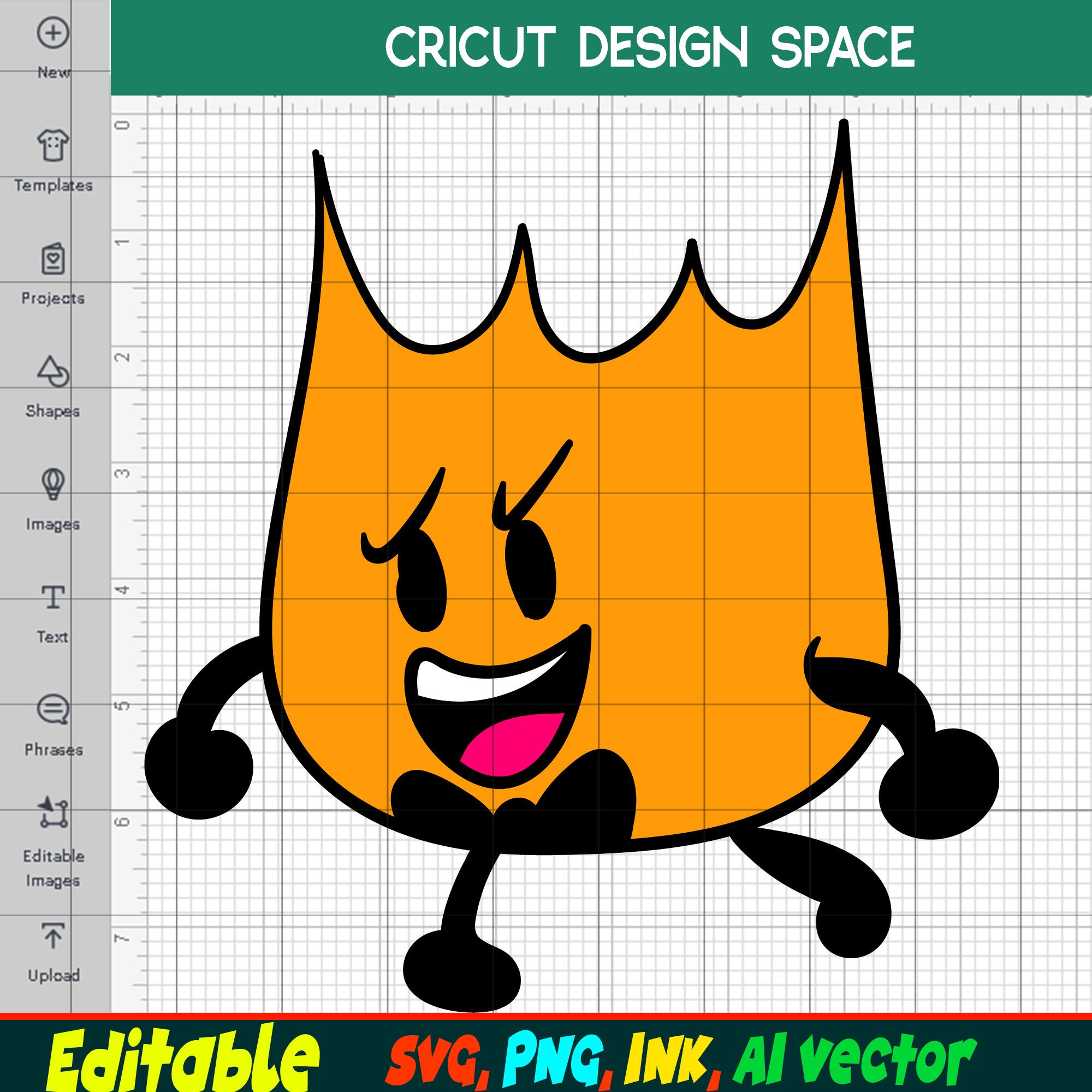 Editable Bfdi Firey Svg,bfdi Firey PNG, Bfdi Firey Ink Coloring Pages ...
