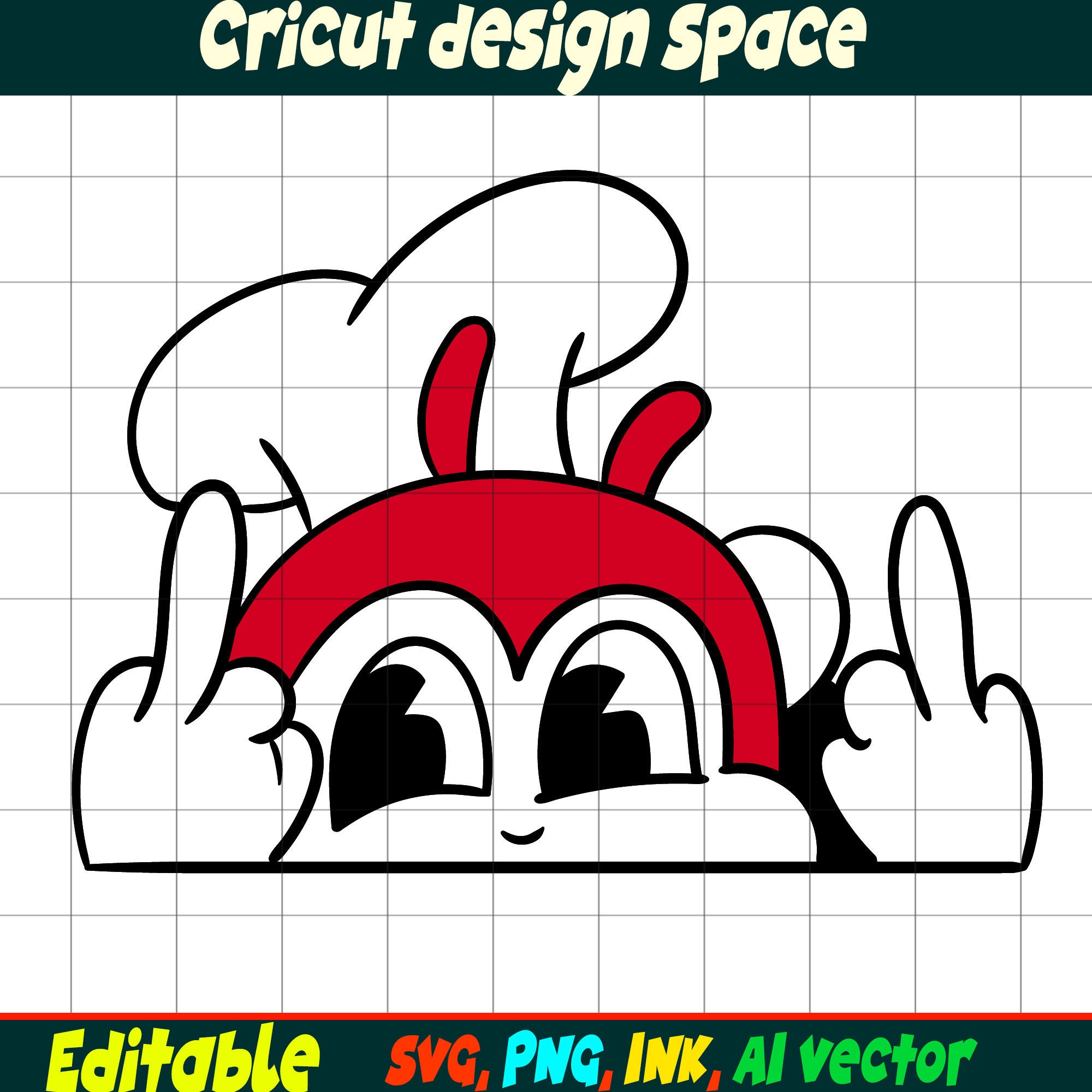 Editable Jollibee SVG, Jollibee Sticker,midlle Finger Head Sticker ...