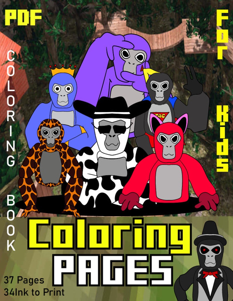 Gorilla Tag Coloring Book PDF for Birthday Celebration Gorilla Tag ...