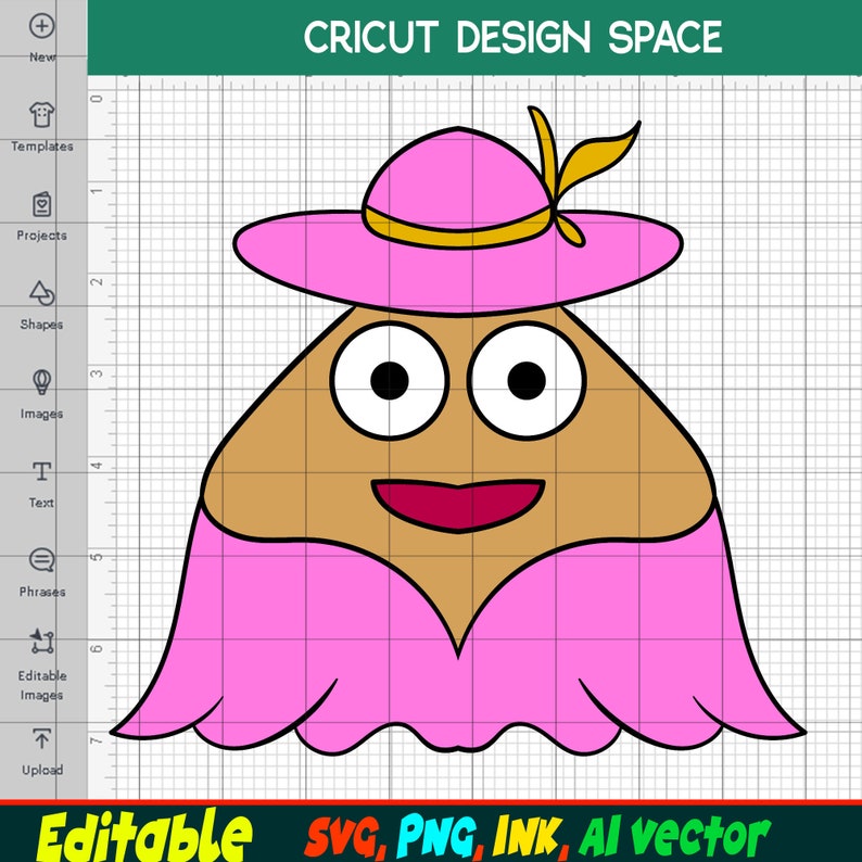 Editable Pou SVG, Creepy Pou PNG, Vinyl Sticker to Print, Pou Coloring ...