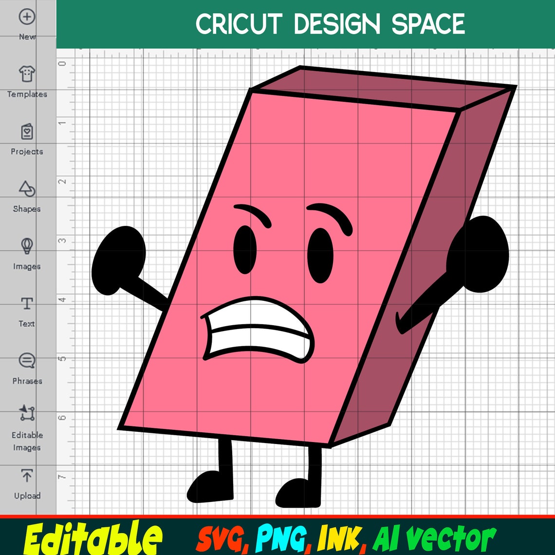 Editable Bfdi Eraser Svg,bfdi Eraser PNG, Bfdi Eraser Ink Coloring ...