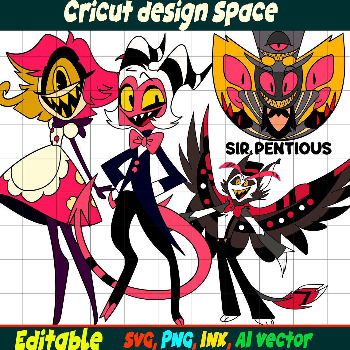 Editable Niffty Hazbin Hotel SVG, Sir Pentious,blitzo Helluva Boss ...