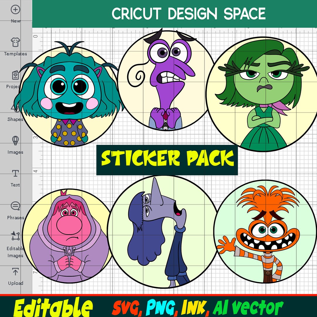 Sticker Pack Inside Out 2 Anxiety SVG, Disgust,embarrassment,ennui,envy ...