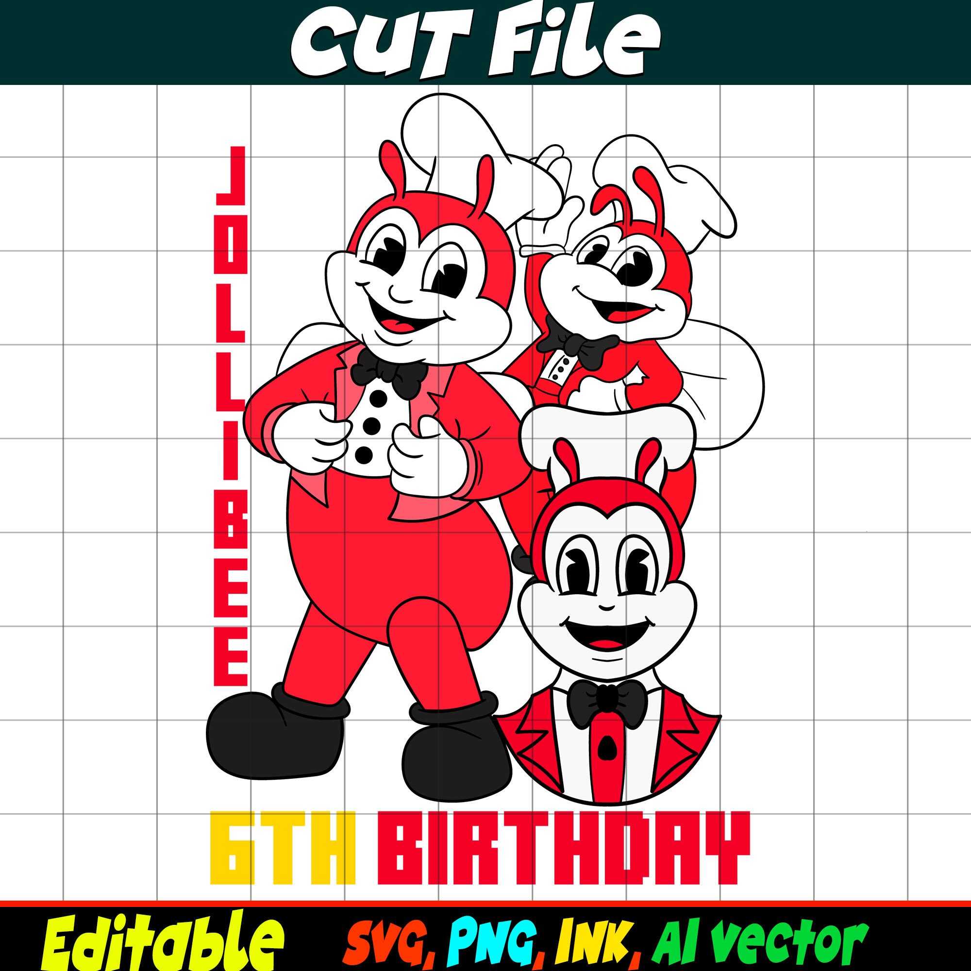 Editablhappy Birthday Jollibee SVG, Jollibee Sticker,jollibee PNG ...