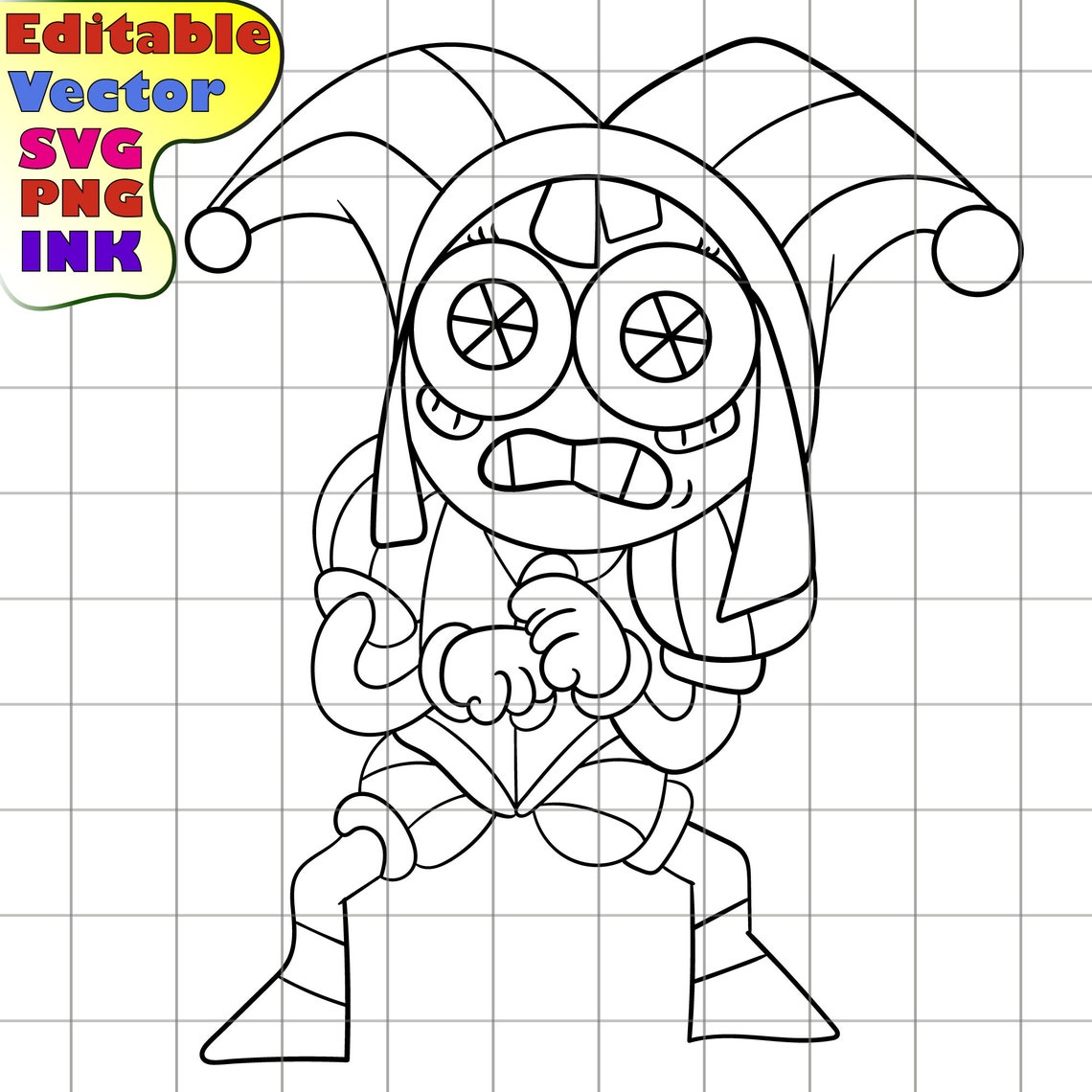 Editable Pomni SVG, Scary Pomni, Pomni From the Amazing Digital Circus ...