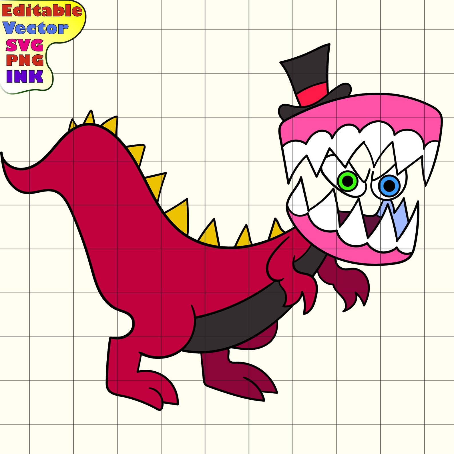 Editable Pomni T-rex, Gangle, Jax, Caine, From the Amazing Digital ...