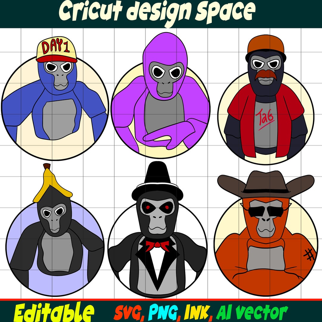 Editable Gorilla Tag Sticker SVG, Gorilla Tag Coloring Books, Gorilla ...