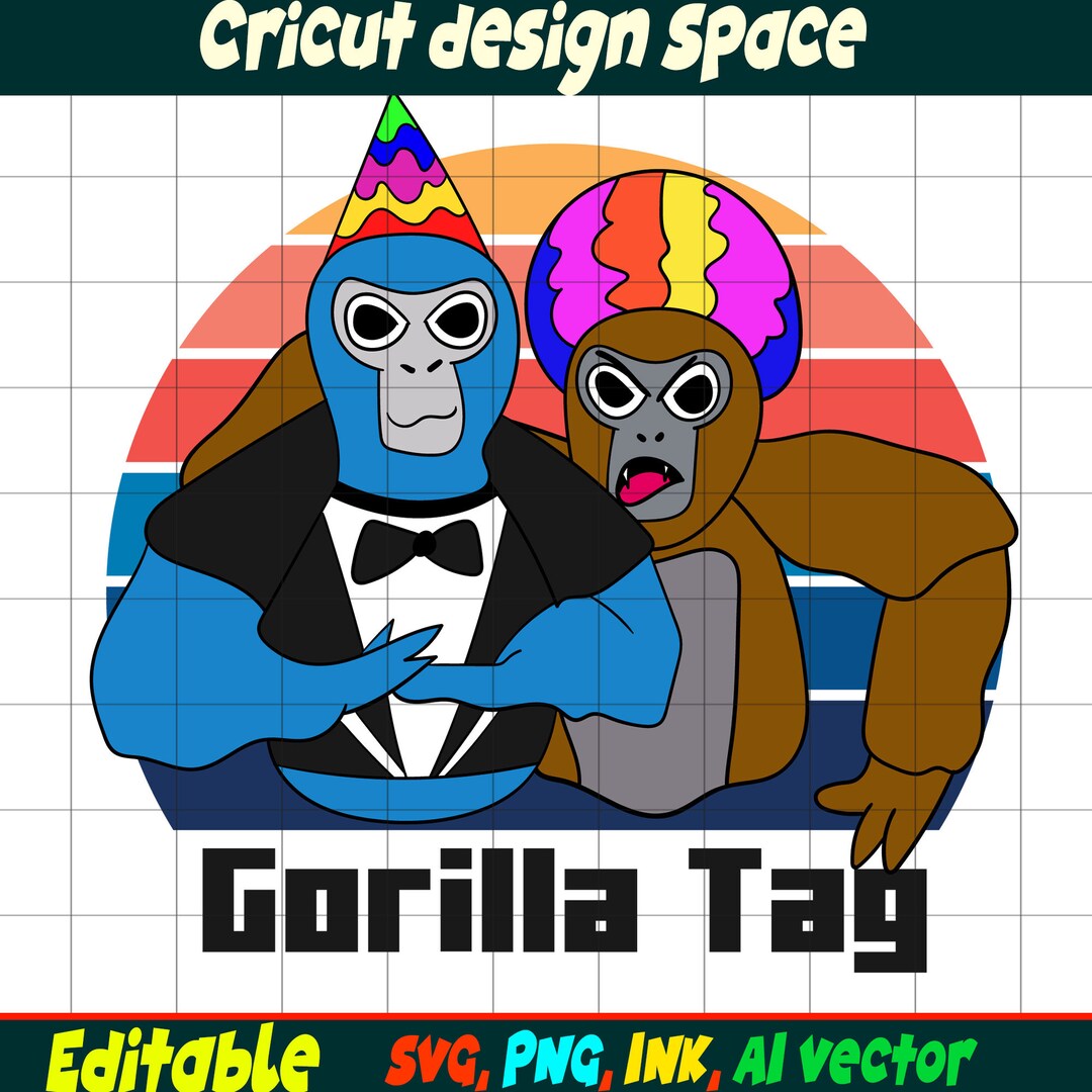 Gorilla Tag SVG editável, Gorilla Tag PNG, camiseta estilo retrô ...